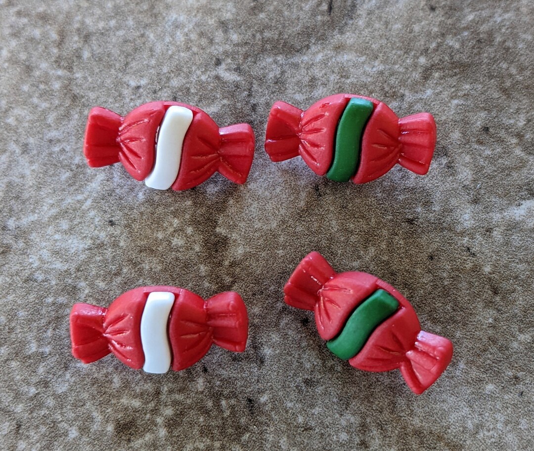4 Wrapped Christmas Candy Shank Buttons Size 13/16" - Etsy