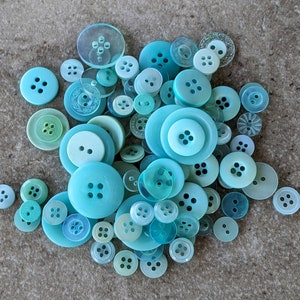 Aqua Shade Buttons, 100 Bulk Assorted Round Multi Size Crafting Sewing ...