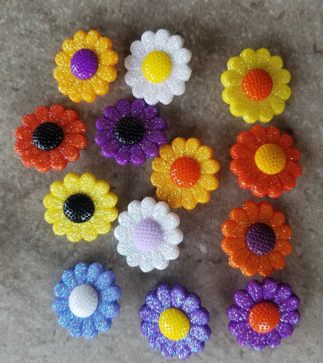 4 Glitter Daisy Flower Small Shank Buttons Size 3/4" - Etsy