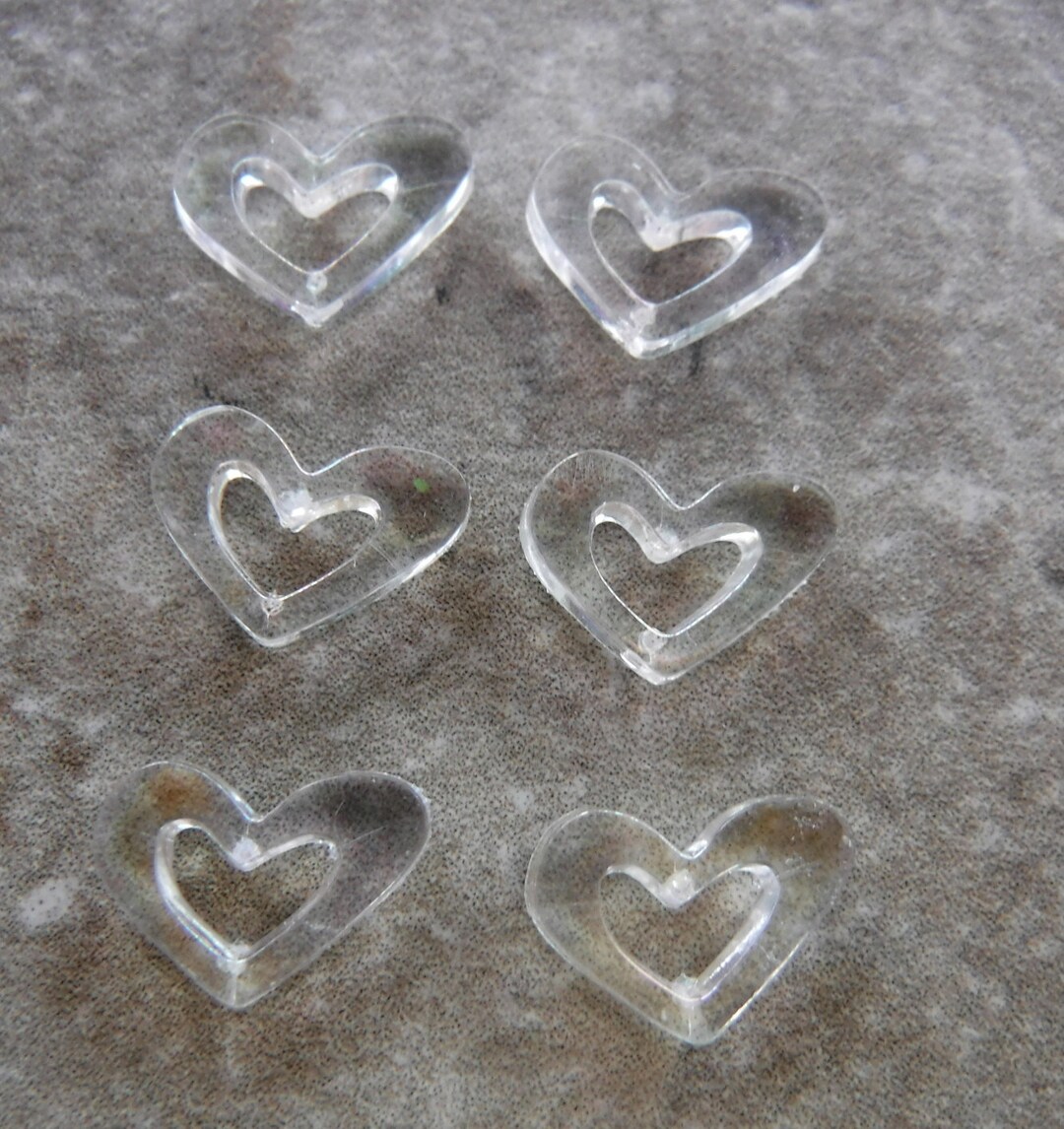 6 Transparent Clear Heart Flat Back Buttons Size 1/2" - Etsy