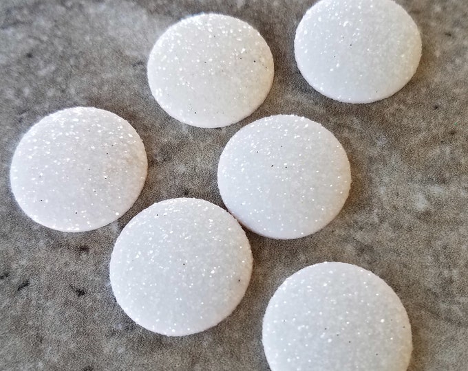 6 Big White Glitter Dots Flat Back Round Buttons Size 3/4" - Etsy