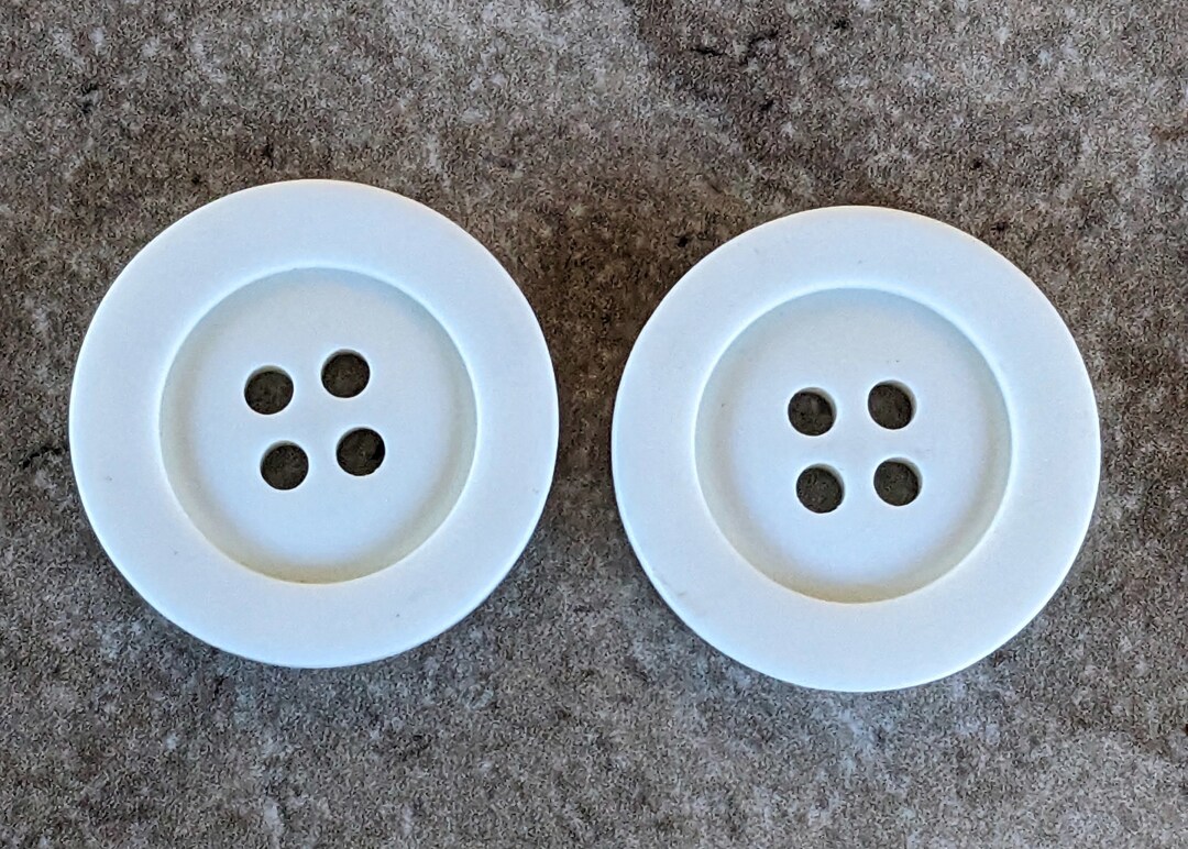 2 White Solid Fat Rim Large Round Buttons Size 1 5/16 - Etsy