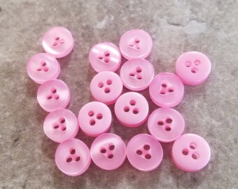 18 Pink Mini Flat Rim Round Buttons Size 5/16 Sewing Crafting - Etsy