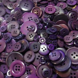 Eggplant Purple Buttons, 100 Bulk Assorted Round Multi Size Crafting ...