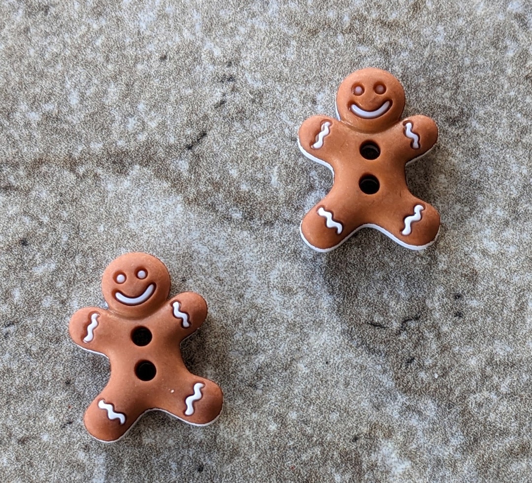 2 Gingerbread Man With 2 Holes Buttons Size 5/8" - Etsy