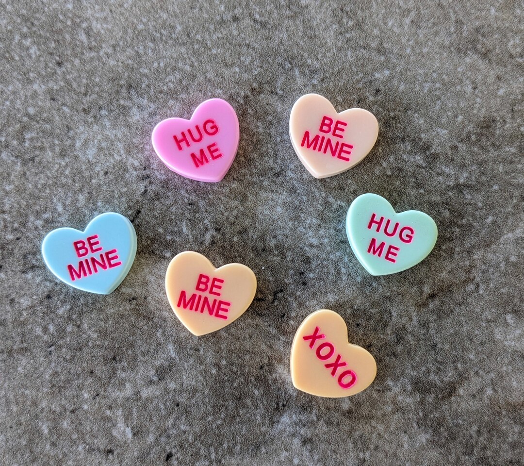 2 Candy Heart Conversation Flat Back Buttons Size 11/16" - Etsy
