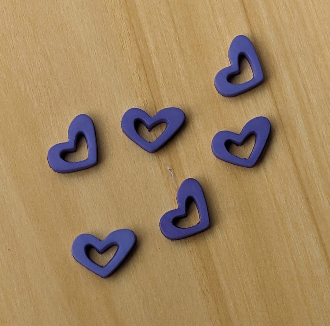 6 Purple Little Open Heart Flat Back Buttons Size 1/2" - Etsy