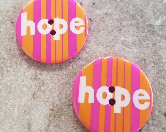 2 Pink and Orange Hope Large Round Buttons Size 1 5/16" - Etsy