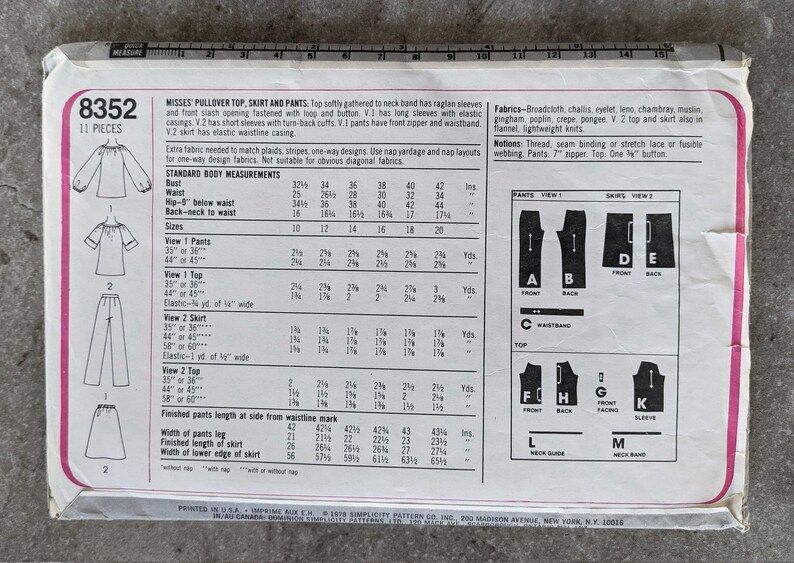 Simplicity Pattern Misses Pullover Top Skirt and Pants 8352 - Etsy