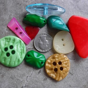 10 Funky Shaped Buttons Multi Sizes and Shades Grab Bag - Etsy