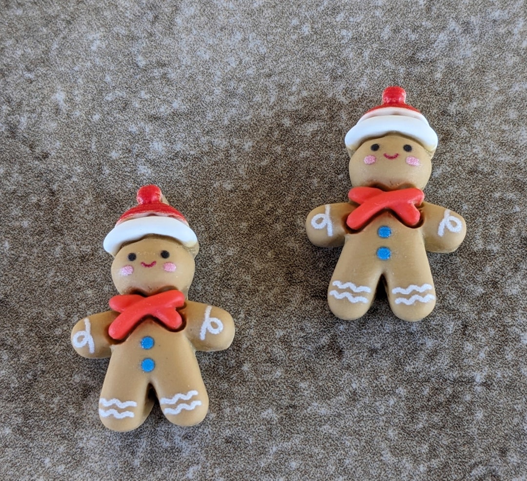 2 Gingerbread Man in Cap Flat Back Embellishment Buttons Size 11/16" - Etsy