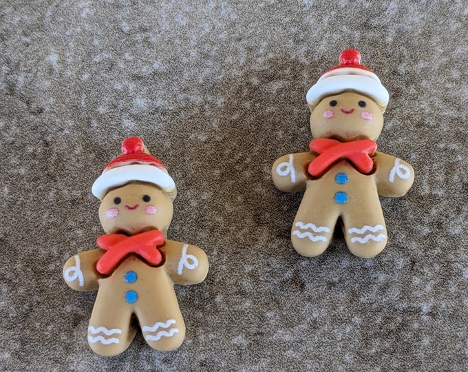 2 Gingerbread Man in Cap Flat Back Embellishment Buttons Size 11/16" - Etsy