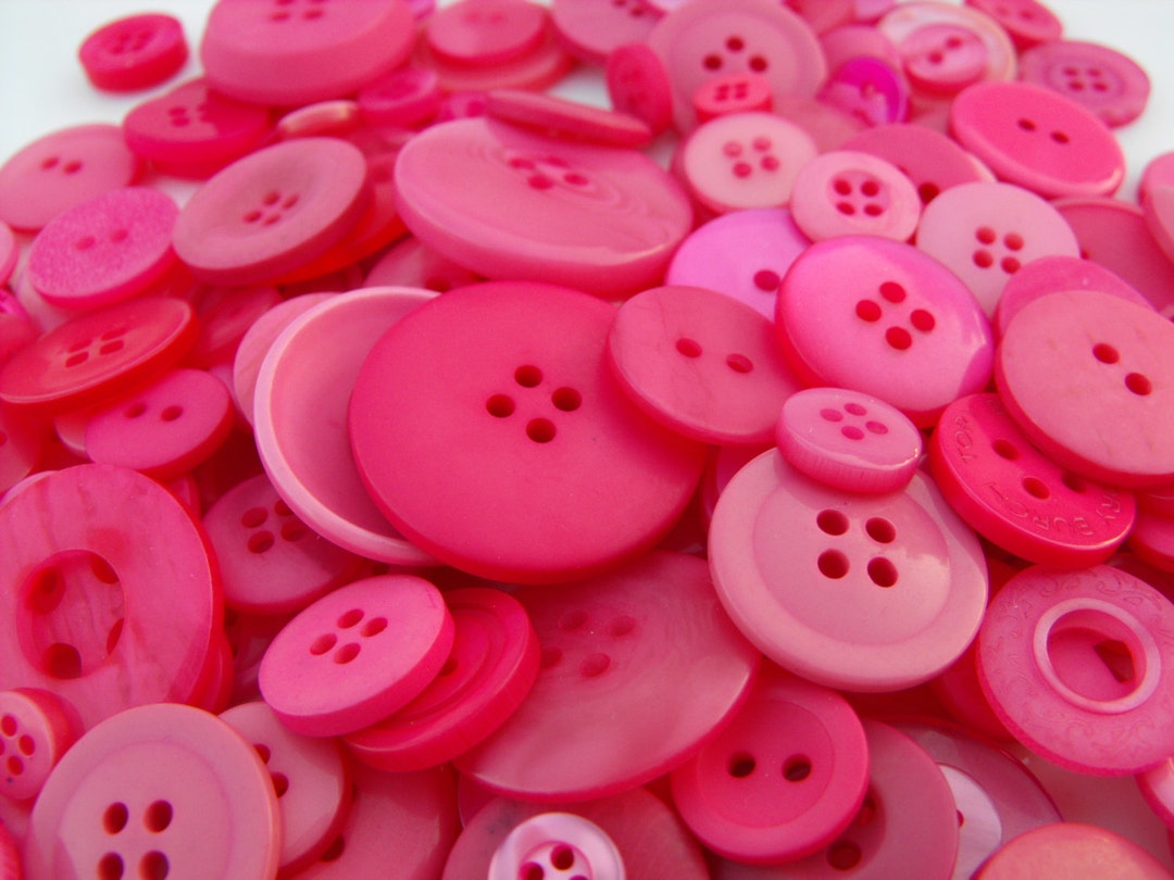 Hot Pink Buttons 100 Bulk Assorted Round Multi Size Crafting - Etsy