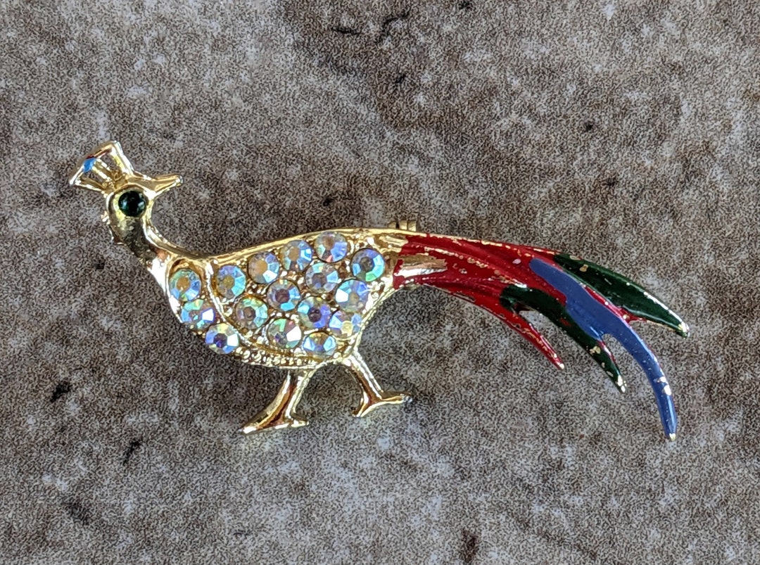Vintage Peacock Brooch Pin Costume Jewelry - Etsy