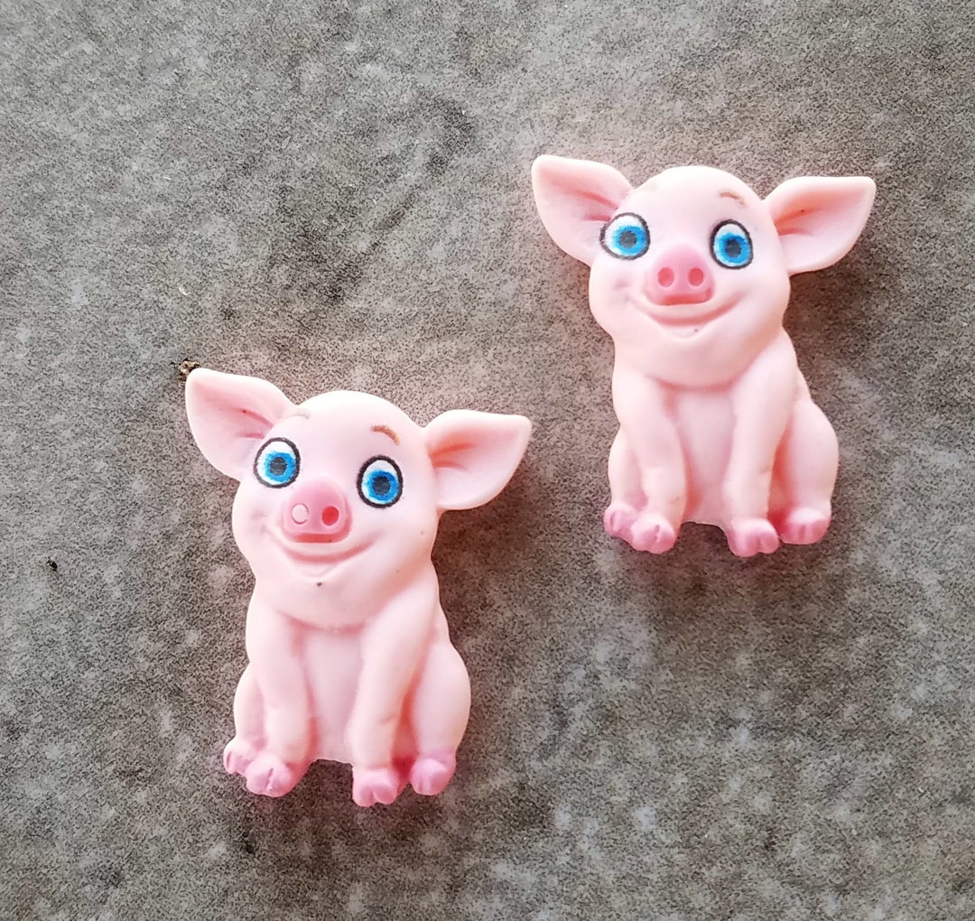 2 Pink Pig Flat Back Embellishment Buttons Size 3/4" - Etsy
