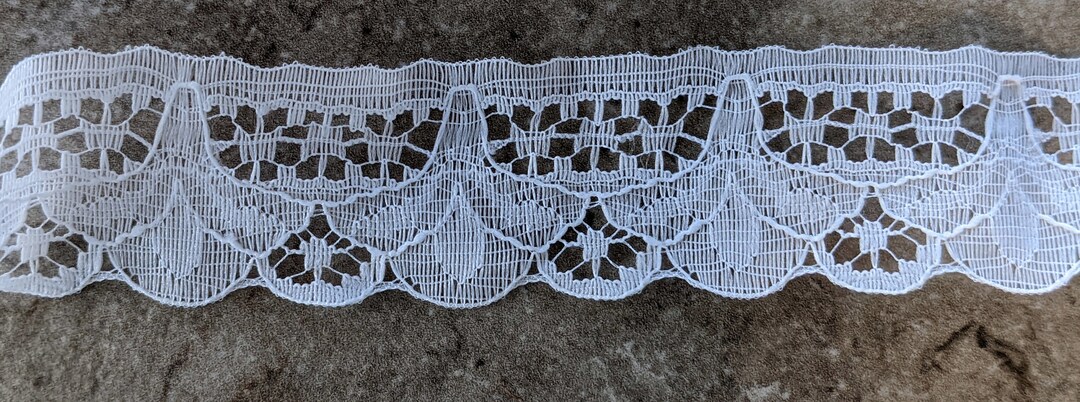 Vintage White Double Row Scalloped Lace Trim 3 Yards - Etsy