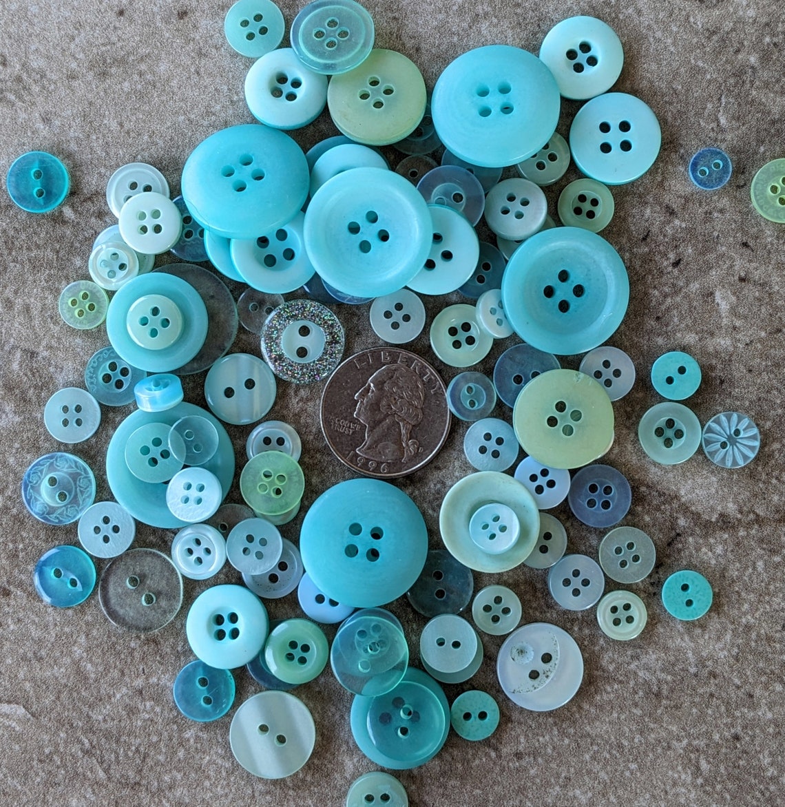 Aqua Shade Buttons, 100 Bulk Assorted Round Multi Size Crafting Sewing ...