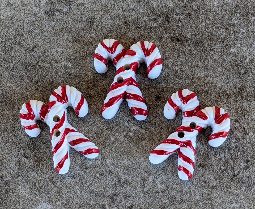 3 Painted Candy Cane Buttons Size 11/16" - Etsy