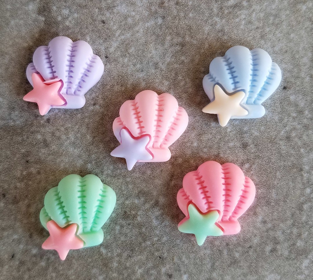 3 Seashell Flat Back Embellishment Buttons Size 5/8" - Etsy