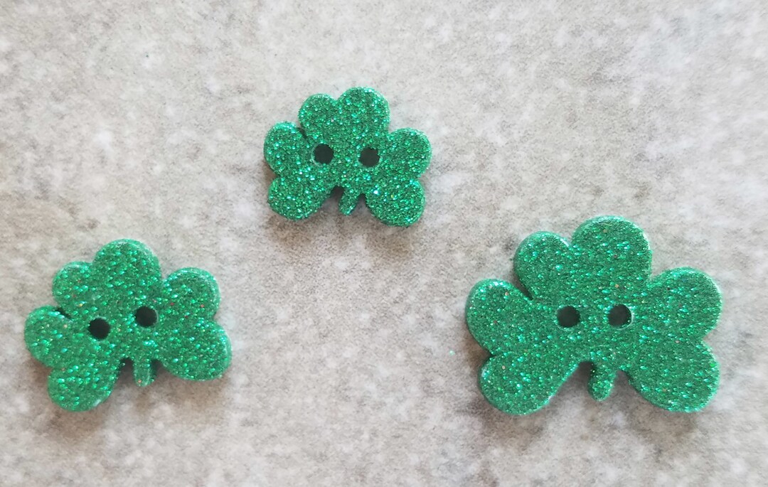 6 2 Hole Glitter Shamrock Buttons You Choose the Size - Etsy