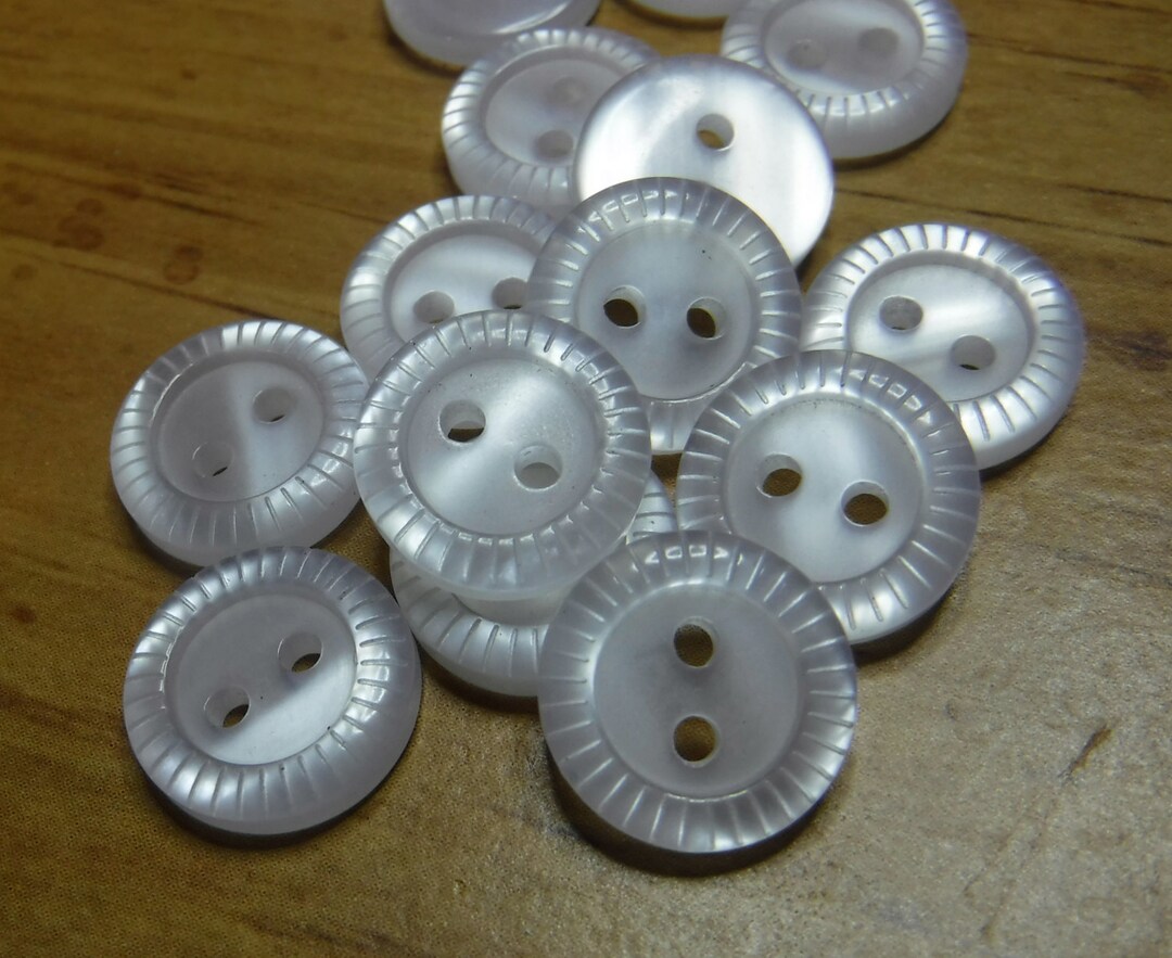 15 White Dashed Rim Round Buttons Size 1/2". - Etsy