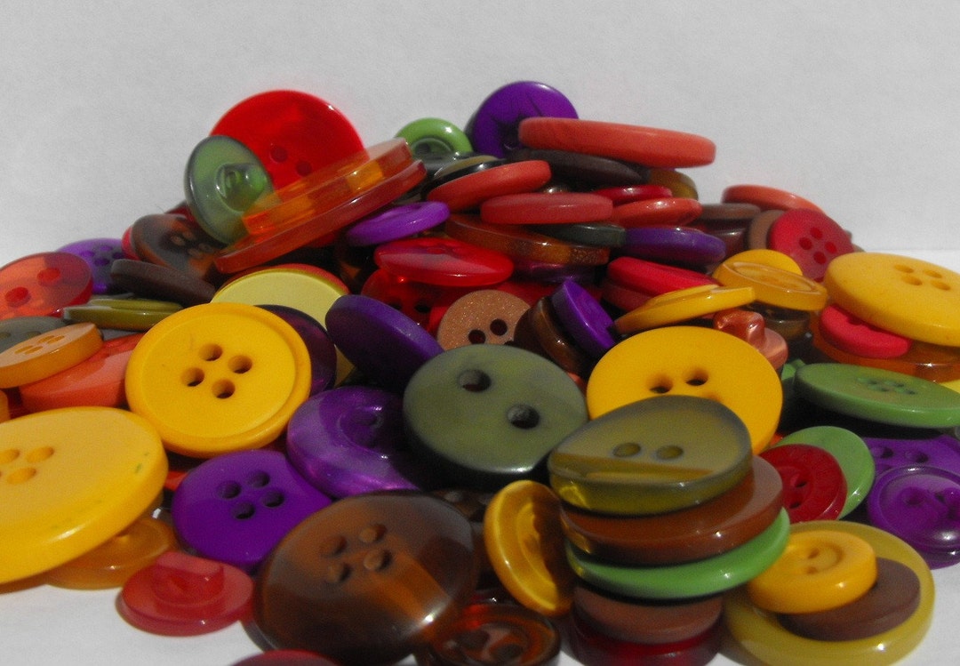 Autumn Buttons, 100 Bulk Assorted Round Multi Size Crafting Sewing ...