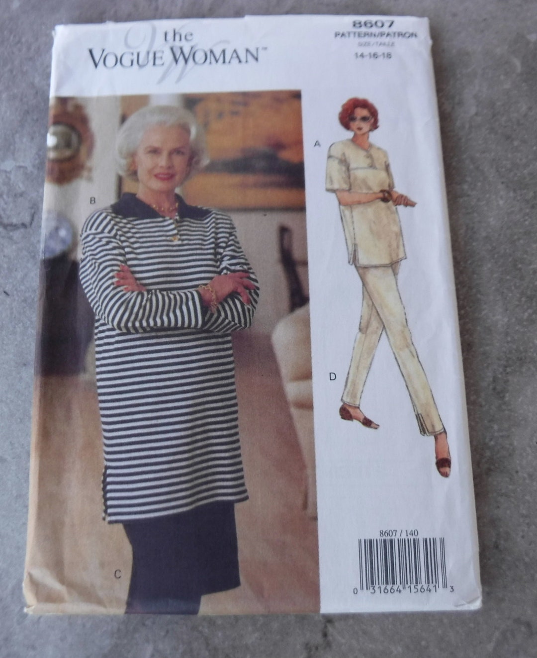 Vogue Pattern Misses Tunic, Skirt and Pants 8607 Complete Uncut Size 14 ...