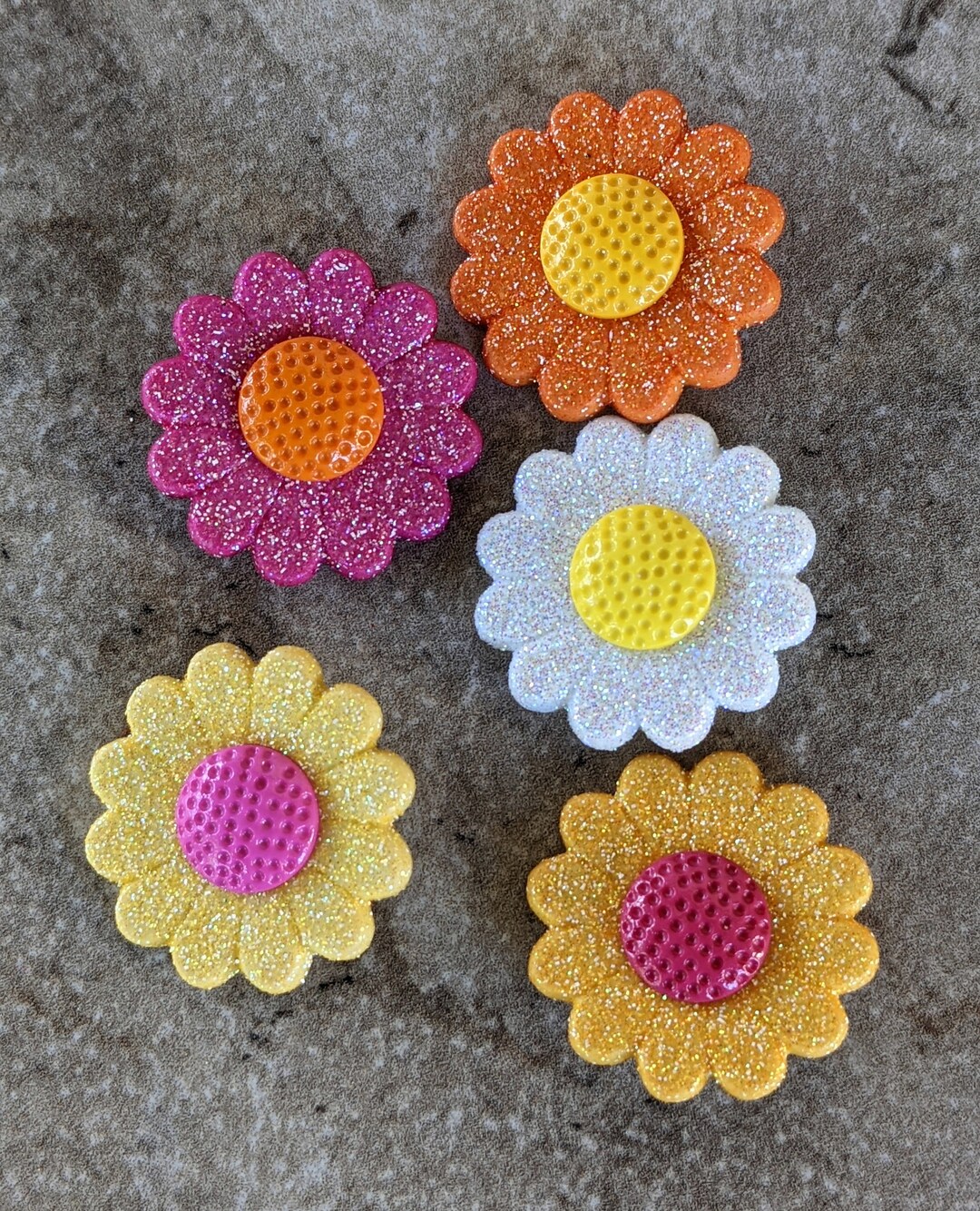 2 Glitter Daisy Jumbo Sunflower Shank Buttons Size 1 3/16" - Etsy