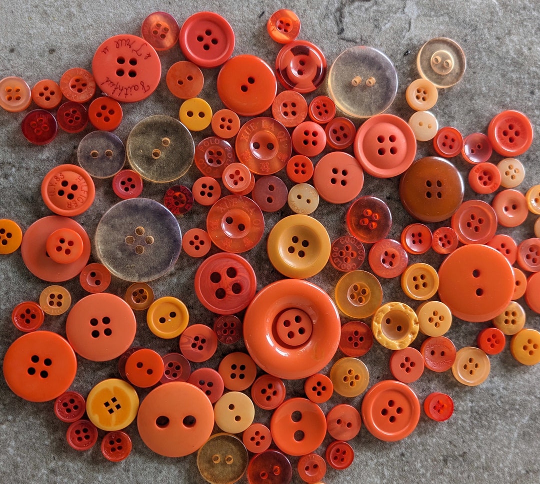 Orange Shade Buttons, 100 Bulk Assorted Roun Dmulti Size Crafting ...