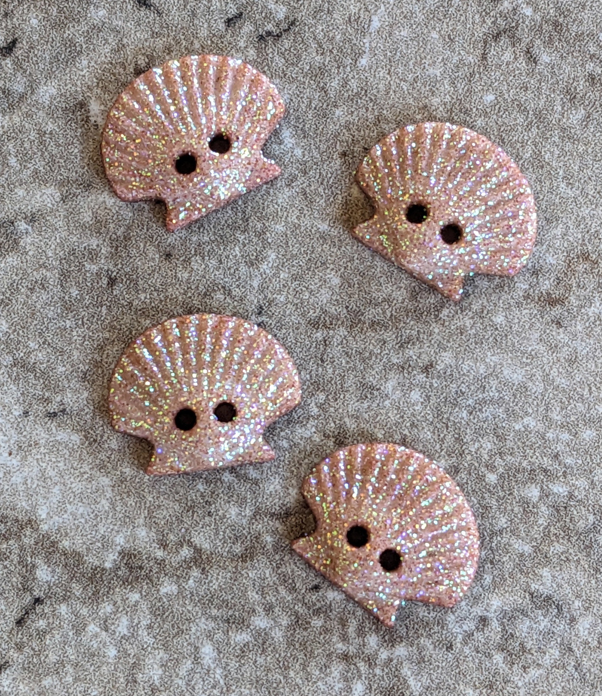4 Glitter Flat Seashell Buttons Size 5/8" - Etsy