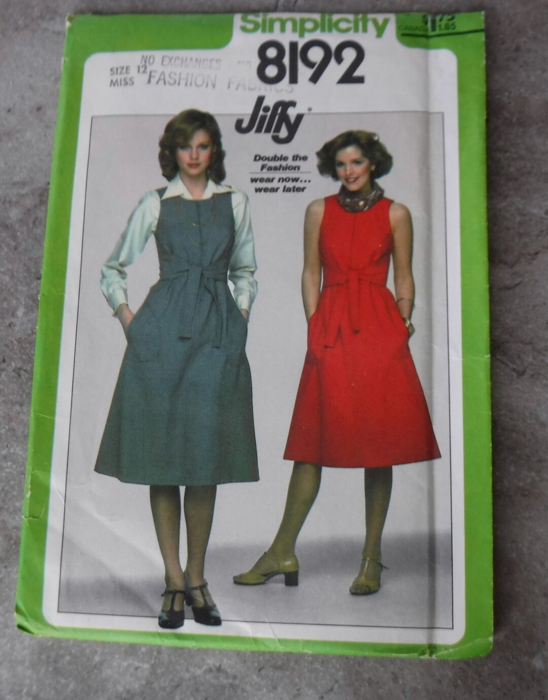 Simplicity Pattern 8192 Misses Jiffy Dress or Jumper Complete Uncut ...