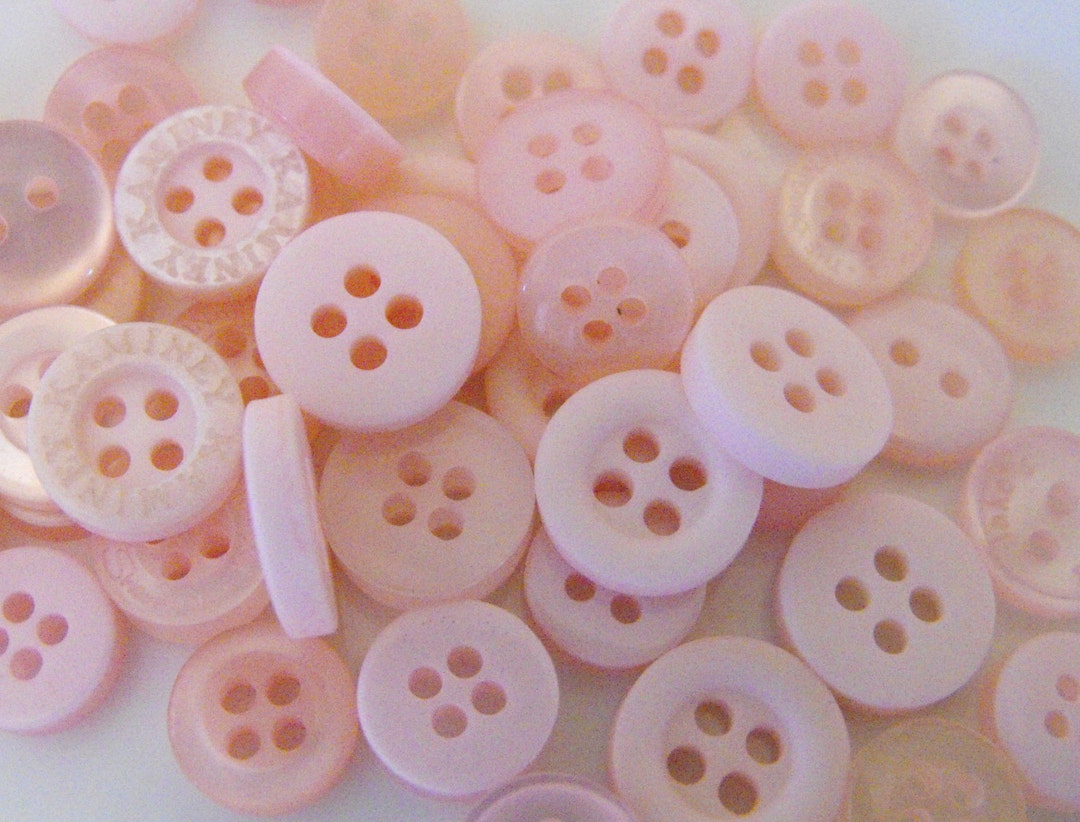 Baby Pink Buttons, 50 Small Assorted Round Sewing Crafting Bulk Buttons ...