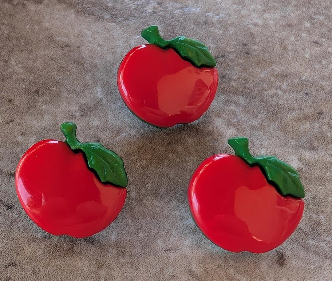 3 Fruit Apple Red Thick Shank Buttons 11/16" - Etsy
