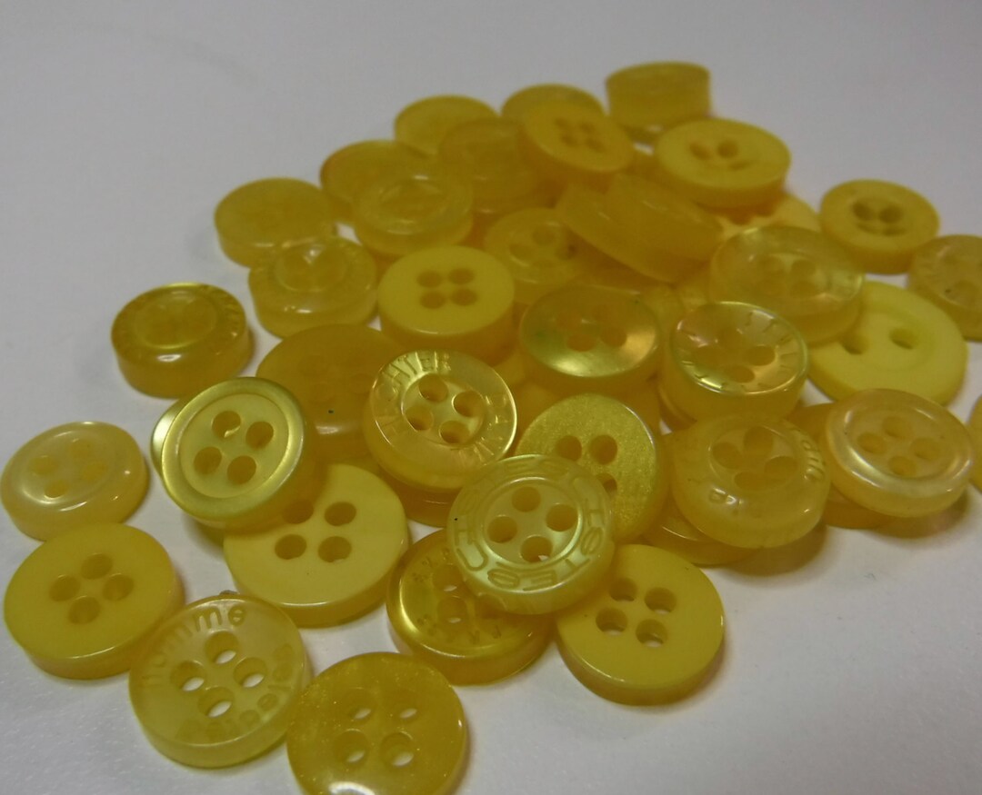 Bright Yellow Buttons, 50 Small Assorted Round Sewing Crafting Bulk ...
