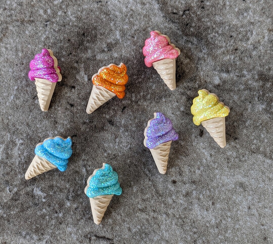 2 Glitter Ice Cream Cone Shank Buttons Size 1/2" - Etsy