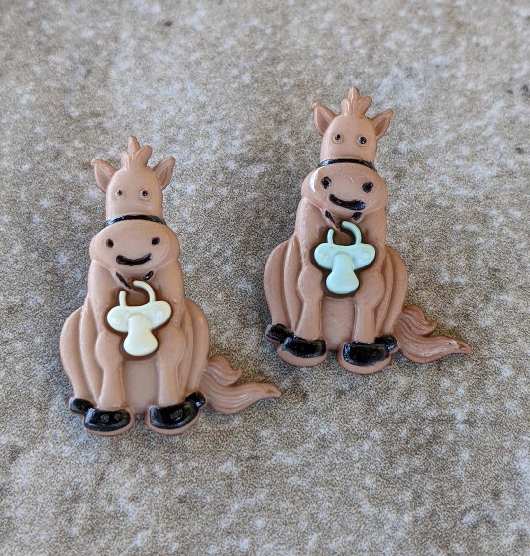 2 Baby Horse With Pacifier Shank Buttons. Size 7/8" - Etsy