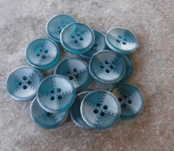 14 Deep Teal with Silver Checker Round Buttons Size | Etsy