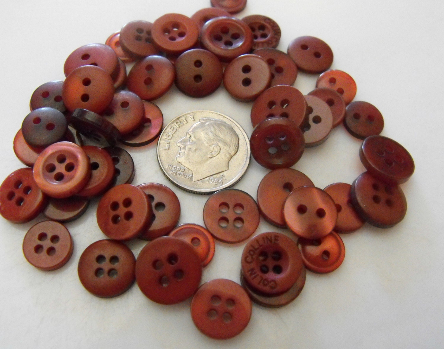 Burgundy Red Buttons, 50 Small Assorted Round Sewing Crafting Bulk ...