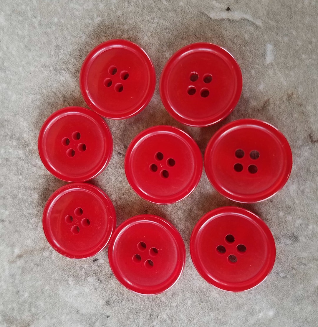 8 Red High Gloss Large Round Buttons Size 3/4" - Etsy
