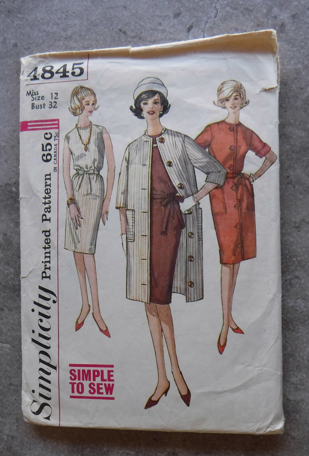 Simplicity Pattern Misses One Piece Dress and Coat 4845 Complete Cut ...