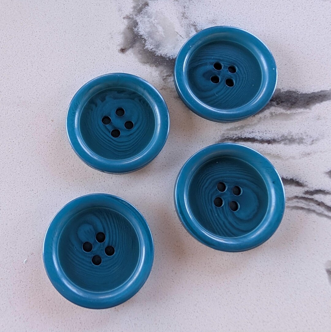 4 Dark Teal Swirly Inside Large Round Buttons Size 1 1/16". - Etsy
