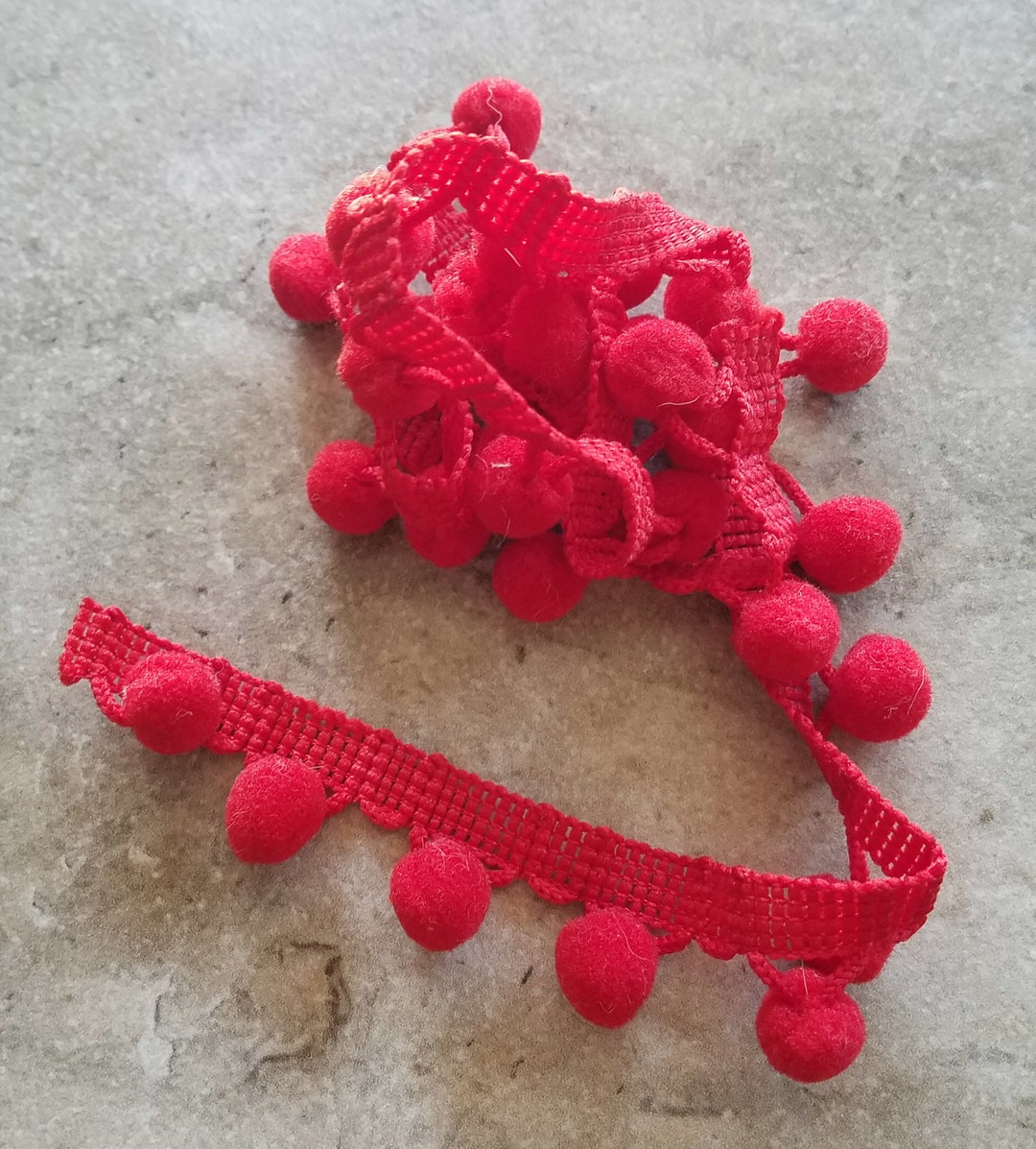 Red Pom Pom Lace Trim Ribbon 29" - Etsy