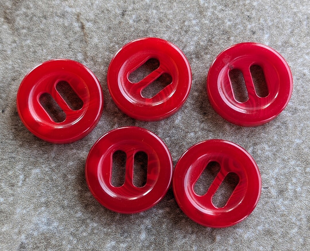 5 Red Large Ribbon Slide Round Buttons Size 13/16" - Etsy