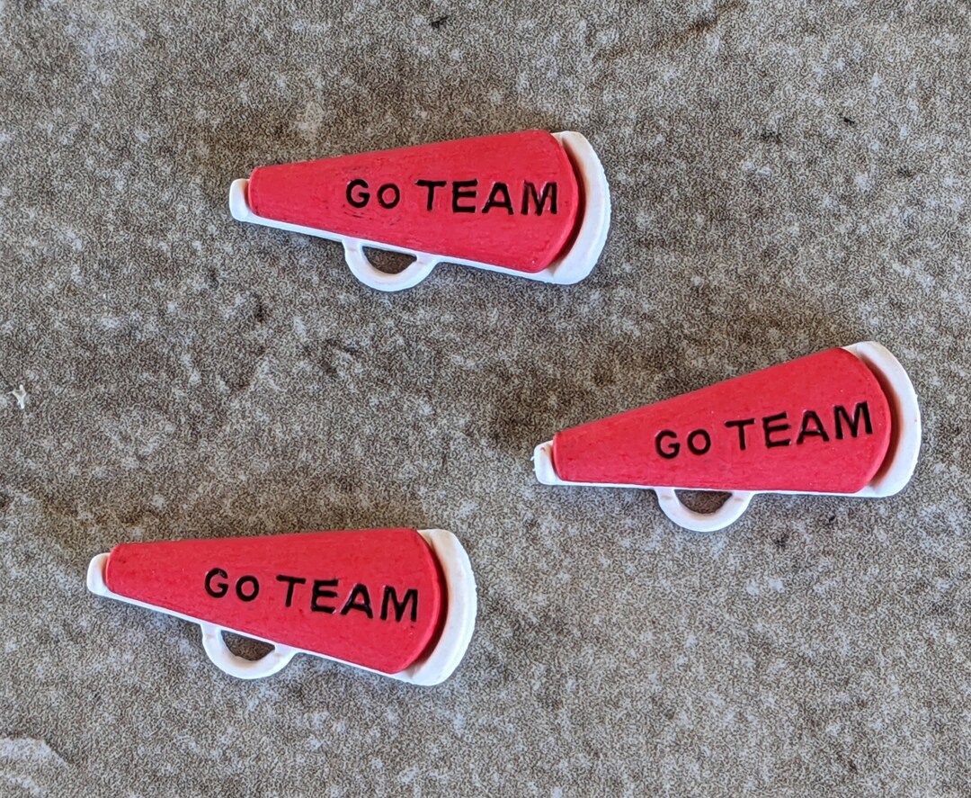 3 Go Team Red Megaphone Flat Back Embellishment Buttons Size 1 1/4 ...