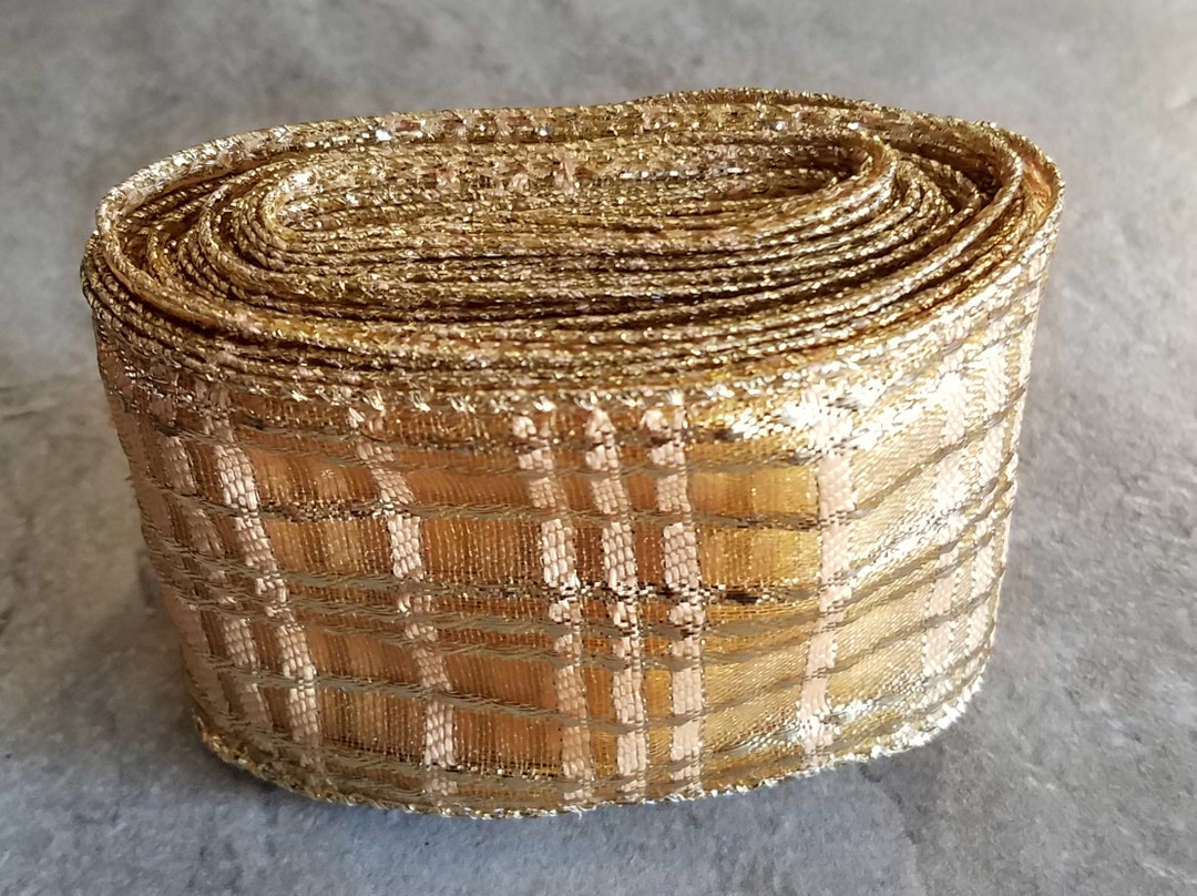Patterned Shiny Gold Wire Ribbon 5 Yds - Etsy