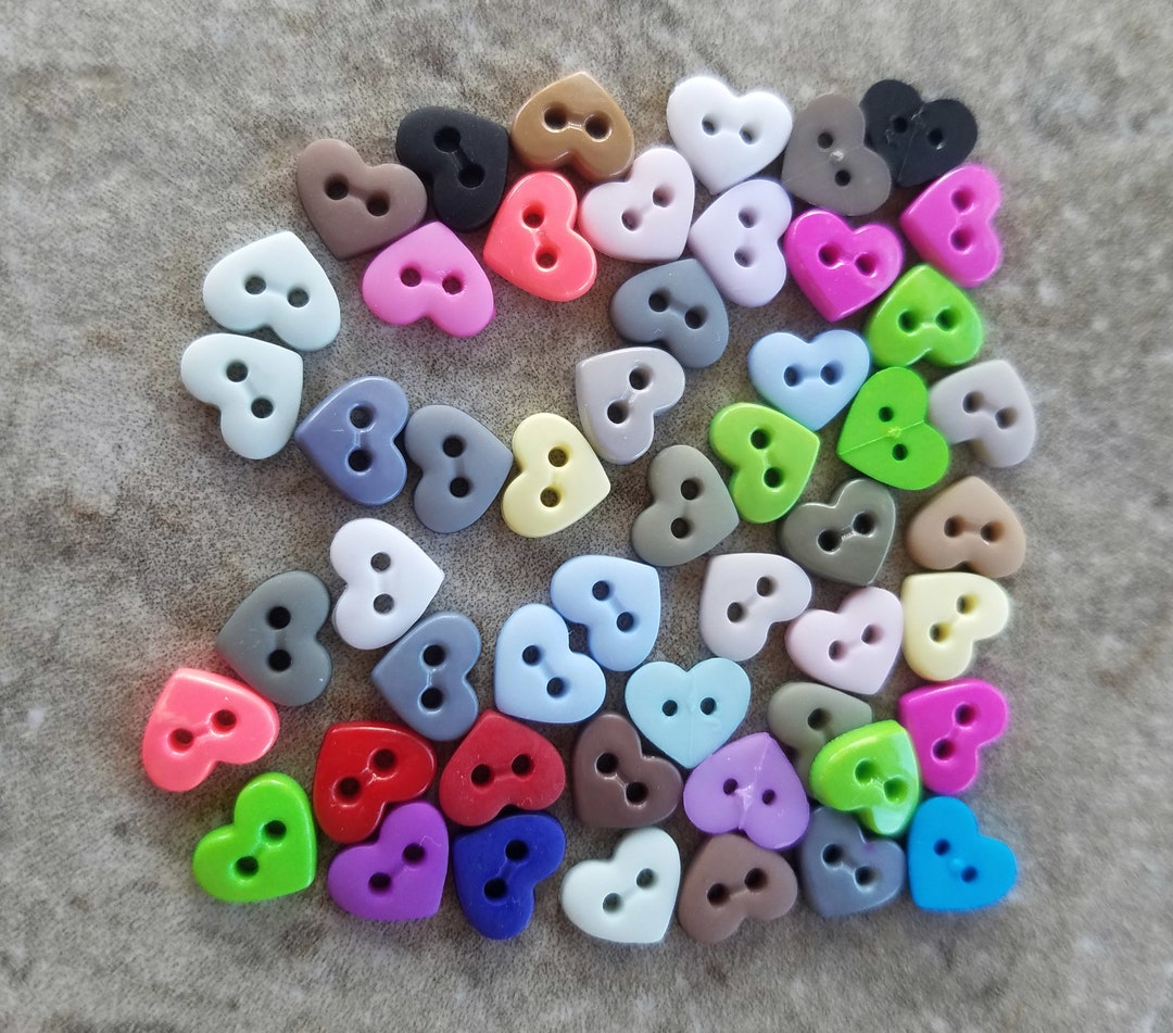 50 Micro Mini Hearts Grab Bag Buttons Size 1/4" Mixed Color Hearts - Etsy