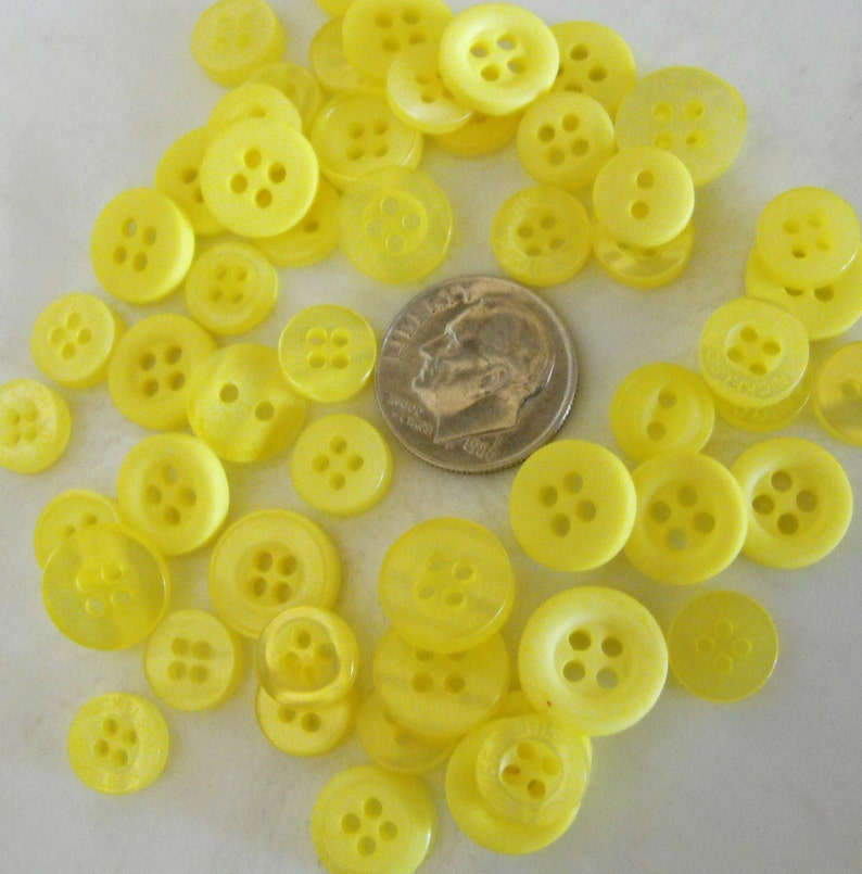 Lemon Yellow Buttons 50 Small Assorted Round Sewing Crafting - Etsy