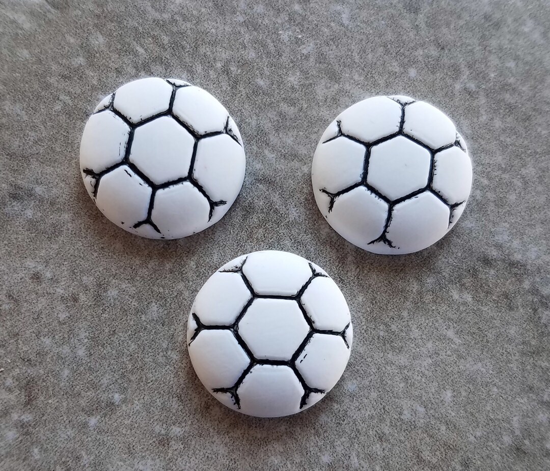 3 White Soccer Ball Flat Back Embellishment Buttons Size 5/8" - Etsy