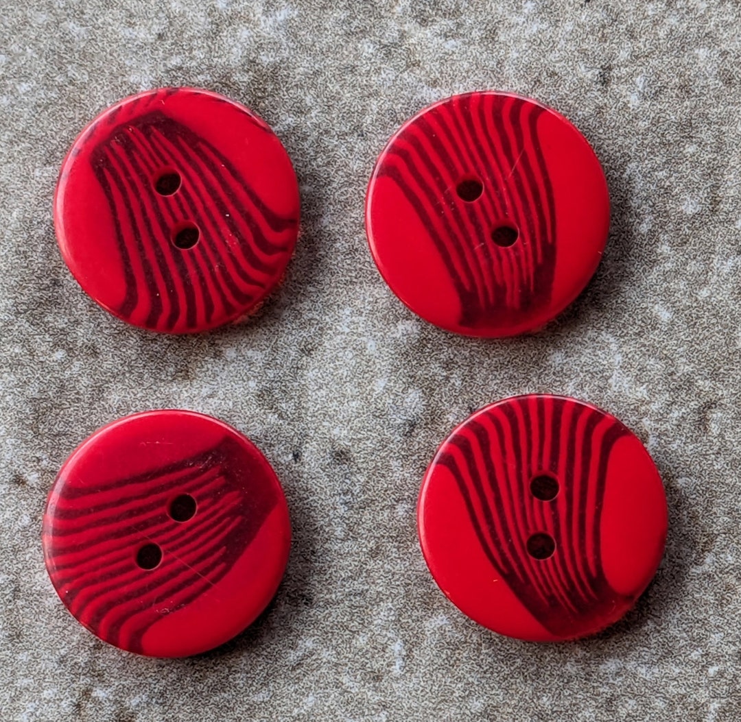 4 Red Curvy Stripe Large Round Buttons Size 3/4" - Etsy