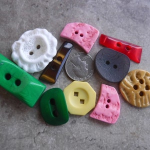 10 Funky Shaped Buttons Multi Sizes and Shades Grab Bag - Etsy